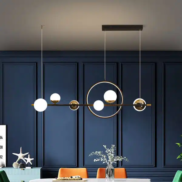 Lustre Retangular Moderno Linear Com Bolas De Vidro – Frete Grátis – 10 ...