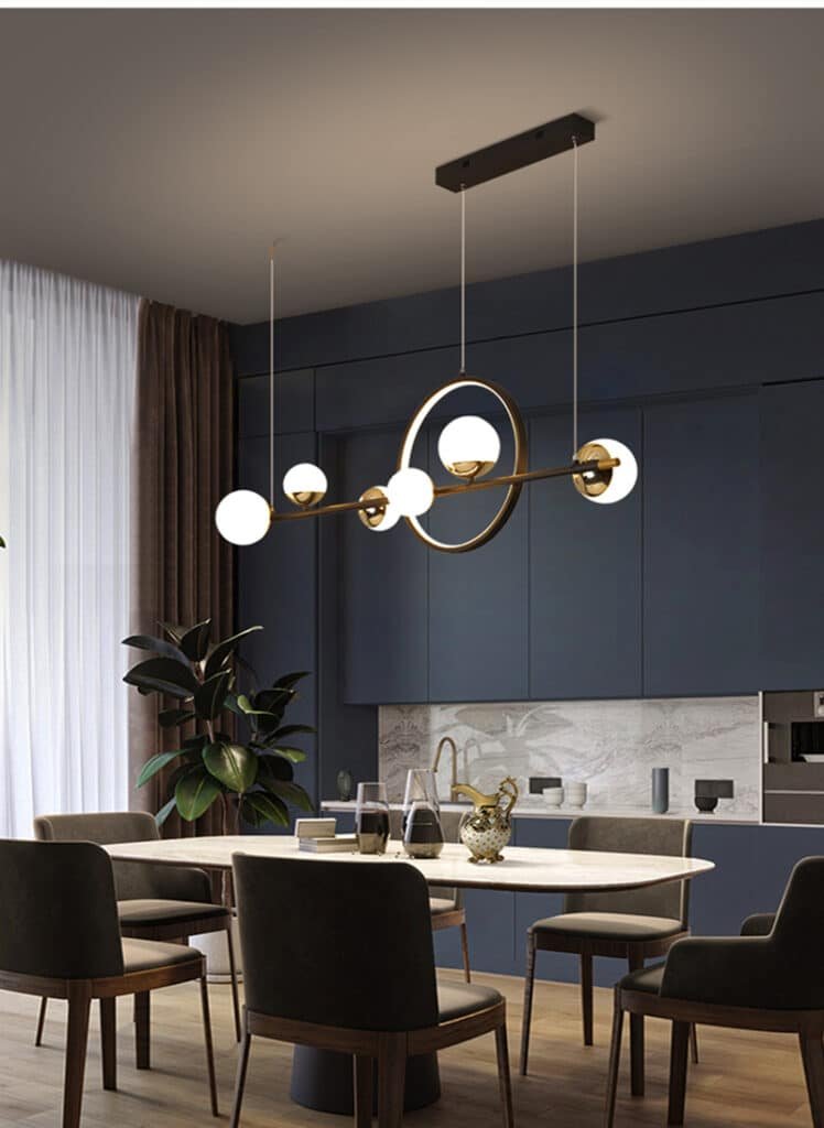 Lustre Retangular Moderno Linear Com Bolas De Vidro – Frete Grátis – 10 ...