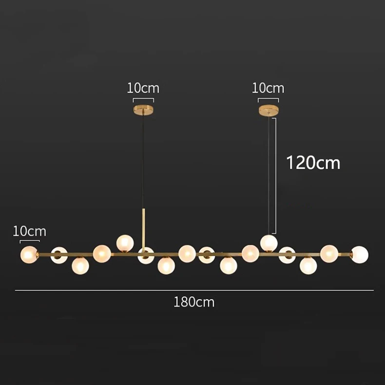 Lustre Retangular Moderno Com Bolas De Vidro Importado Sem Taxas!