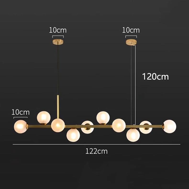 Lustre Retangular Moderno Com Bolas De Vidro Importado Sem Taxas!